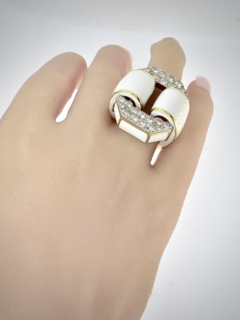 David Webb Ring Enamel, 18K, Platinum, signed and with a David Webb ...