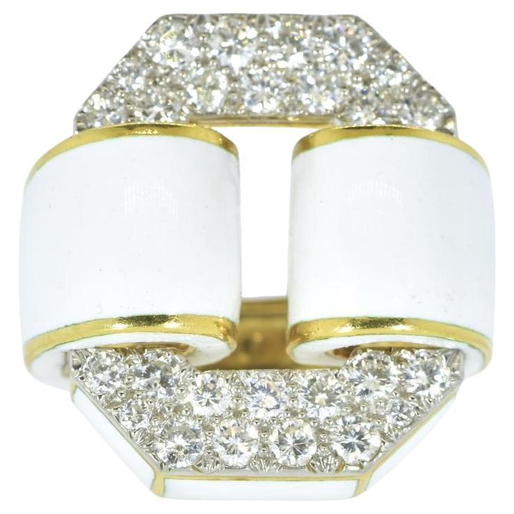 David Webb Ring Enamel, 18K, Platinum, signed and with a David Webb ...