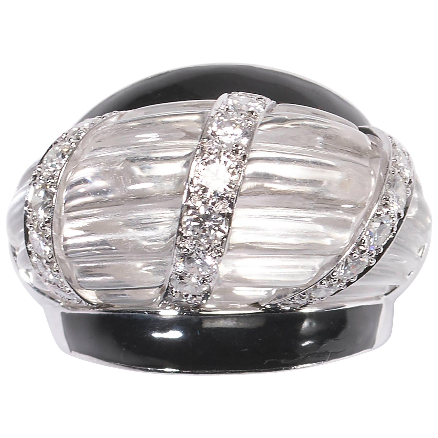 David Webb Rock Crystal Gold Ring at 1stDibs