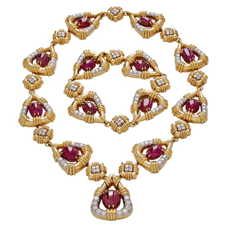 David Webb Ruby and Diamond Convertible Lariat Necklace / Bracelet For ...