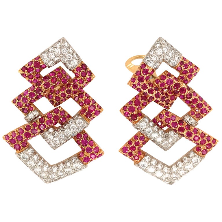 David Webb Ruby and Diamond Earrings For Sale at 1stDibs
