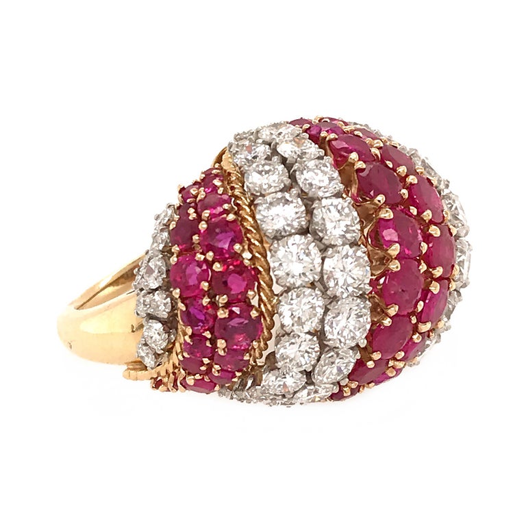 David Webb Ruby and Diamond Vintage Ring For Sale at 1stDibs