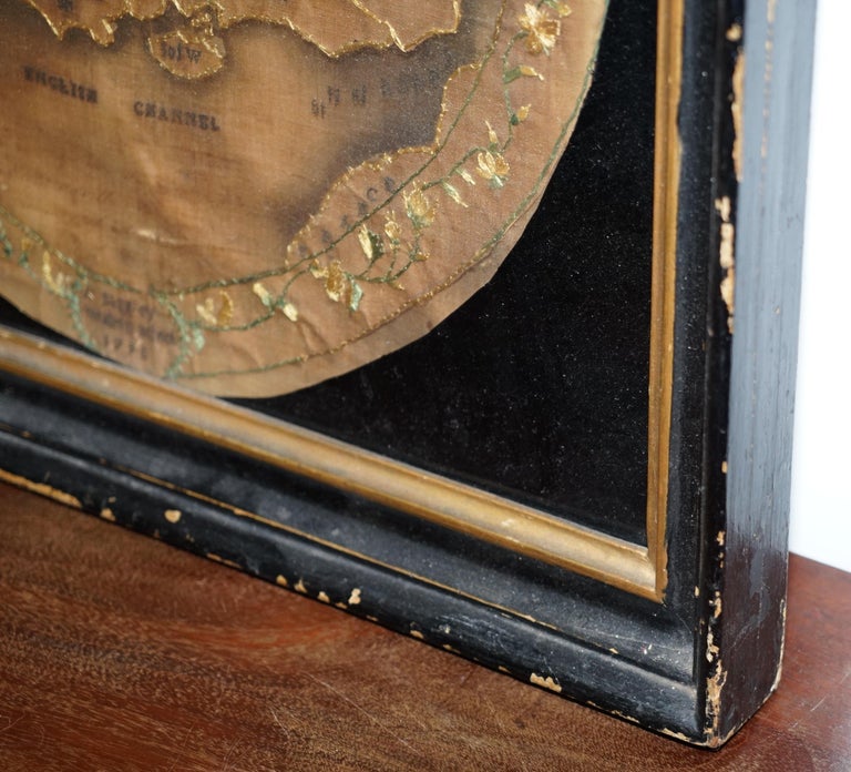 Dated 1798 George III Rare Hand-Sewn on Silk Tapestry Map of England ...