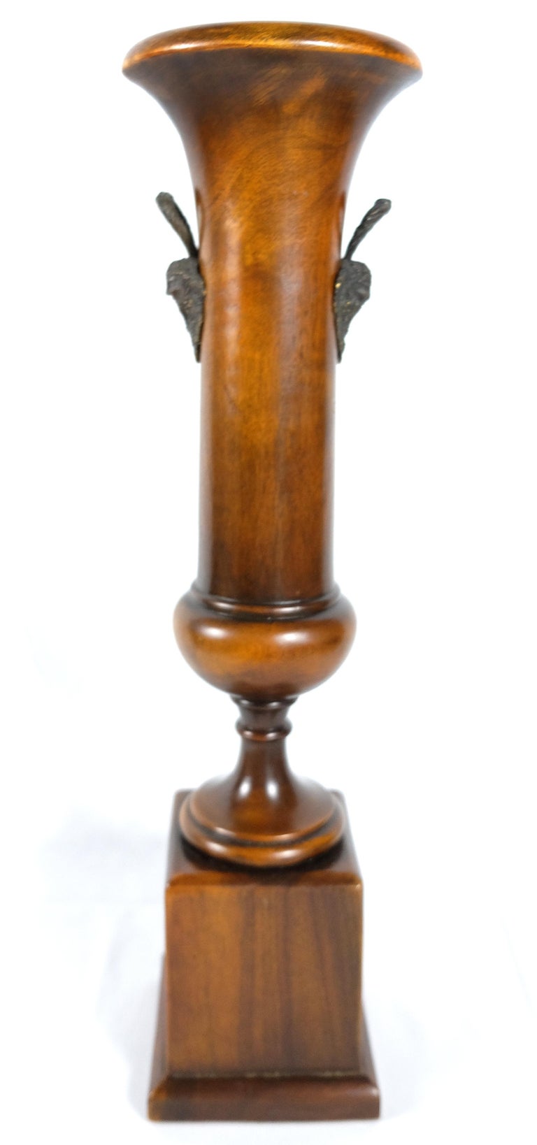 Wooden Pedestal Urn Vase by Theodore Alexander with Bronze and Cameo ...