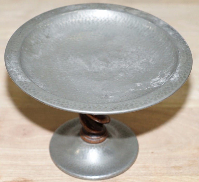 Rare Liberty of London Tudric Pewter Tazzar with Barley Twist Walnut ...