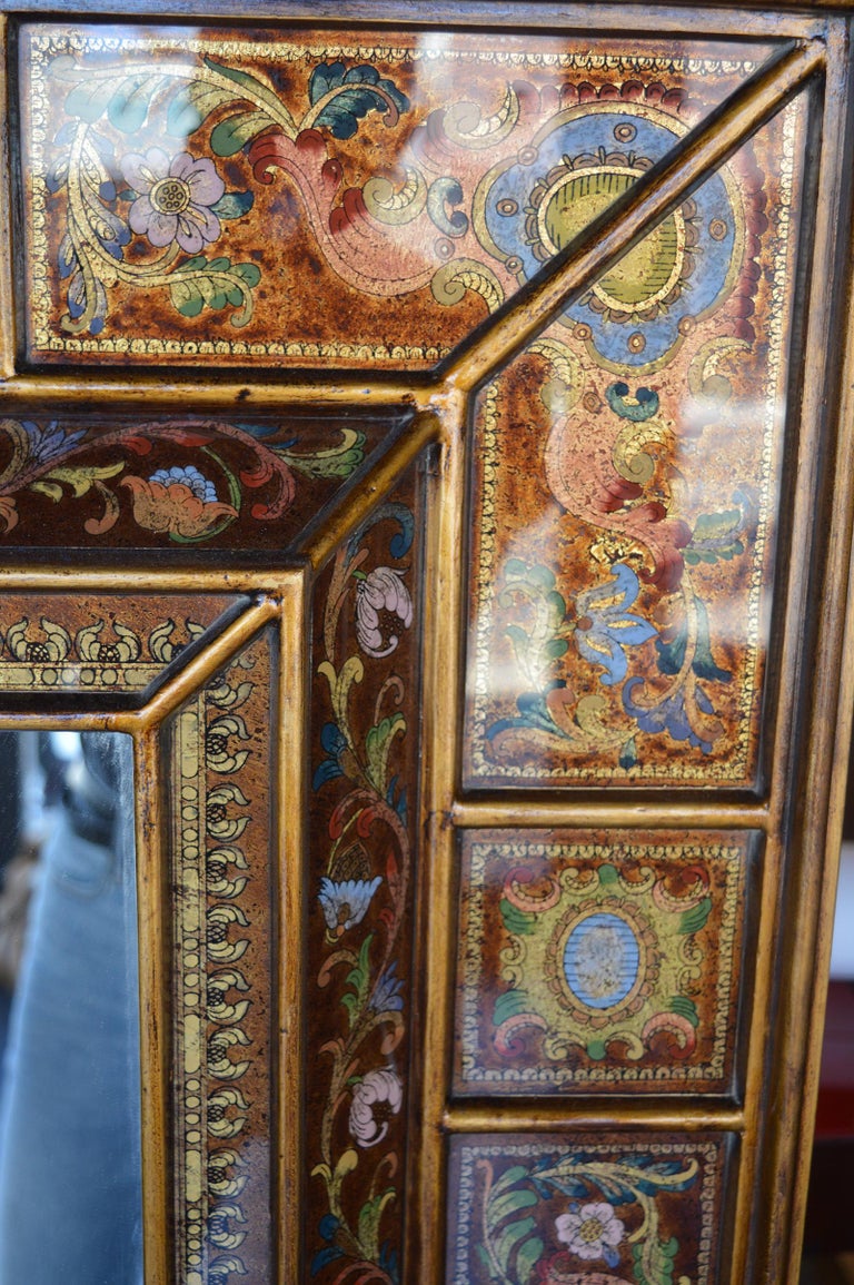 Italian Reverse Painted Glass Mirror at 1stDibs