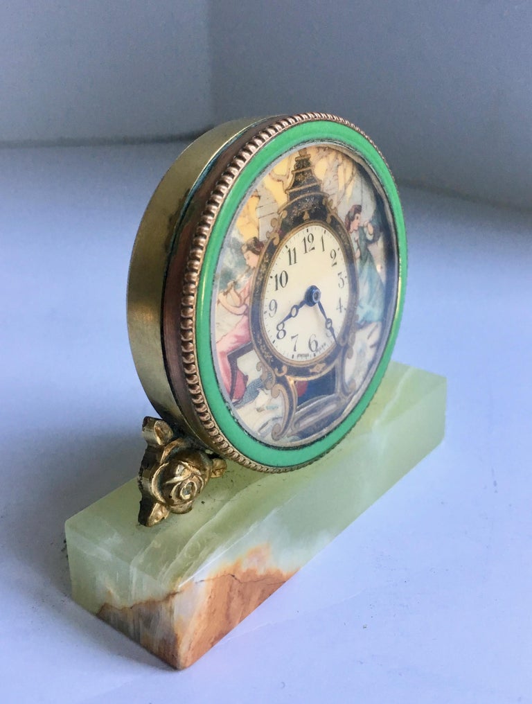 Swiss Hand-Painted Desk Clock at 1stDibs