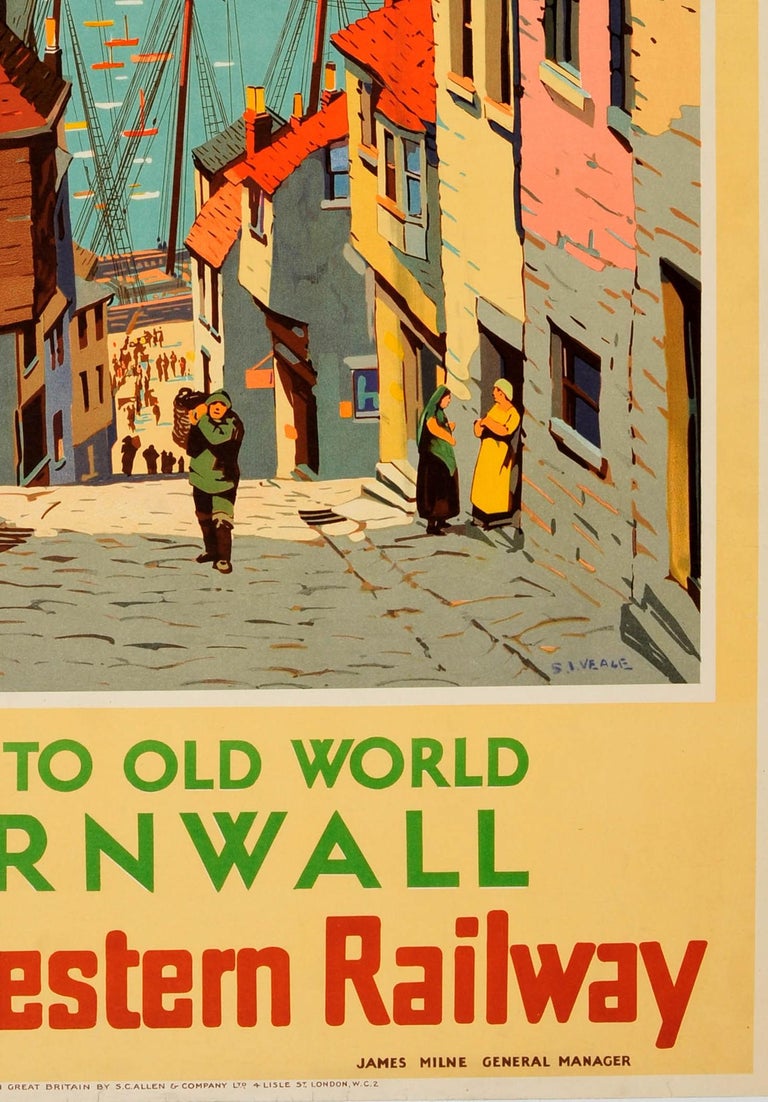 Original Vintage Great Western Railway Poster Come To Old World Cornwall Gwr At 1stdibs