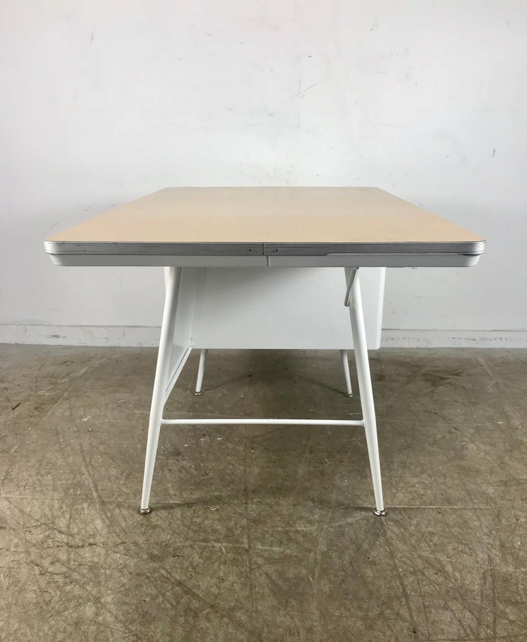 Modernist Lacquered Steel Desk, Metal Industrial at 1stDibs