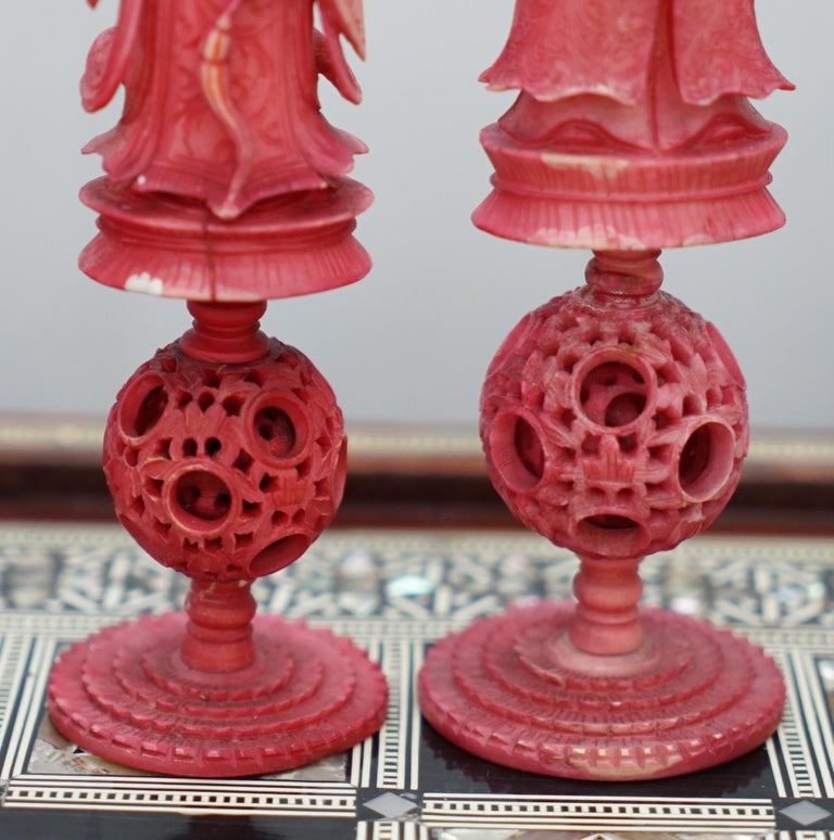 Rare 19th Century Hand-Carved Chinese Puzzle Ball Chess Set Exquisite ...