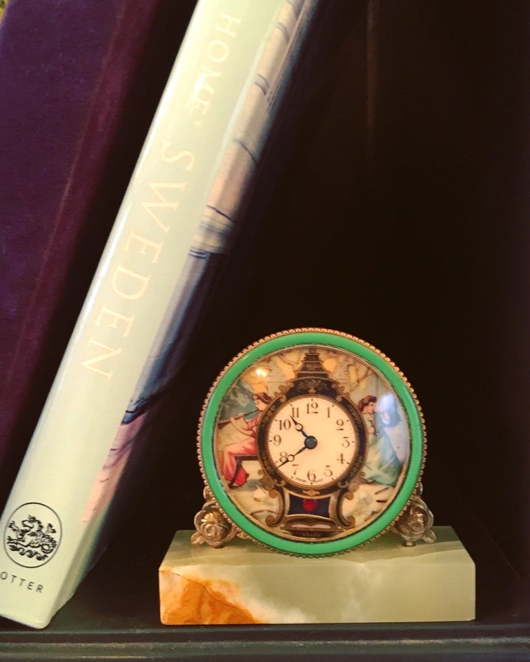 Swiss Hand-Painted Desk Clock at 1stDibs