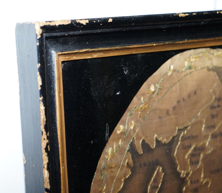 Dated 1798 George III Rare Hand-Sewn on Silk Tapestry Map of England ...