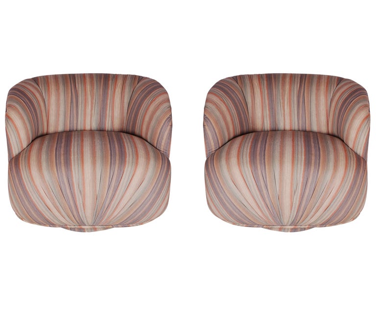 Mid-Century Modern Swivel Poof Lounge Chairs in the Manner of Milo ...