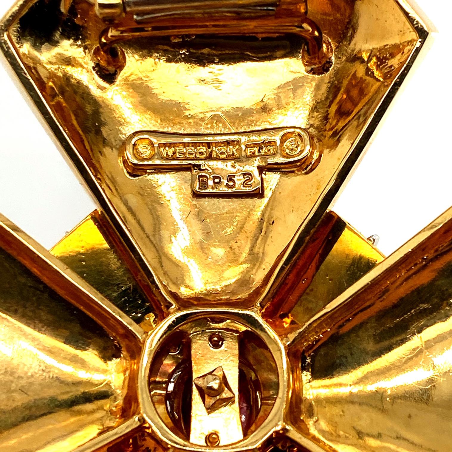 David Webb Ruby, Diamond and Enamel Heraldic Harlequin Brooch For Sale ...