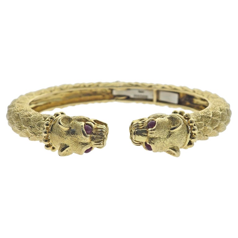 David Webb Ruby Leopard Cuff Bracelet For Sale at 1stDibs
