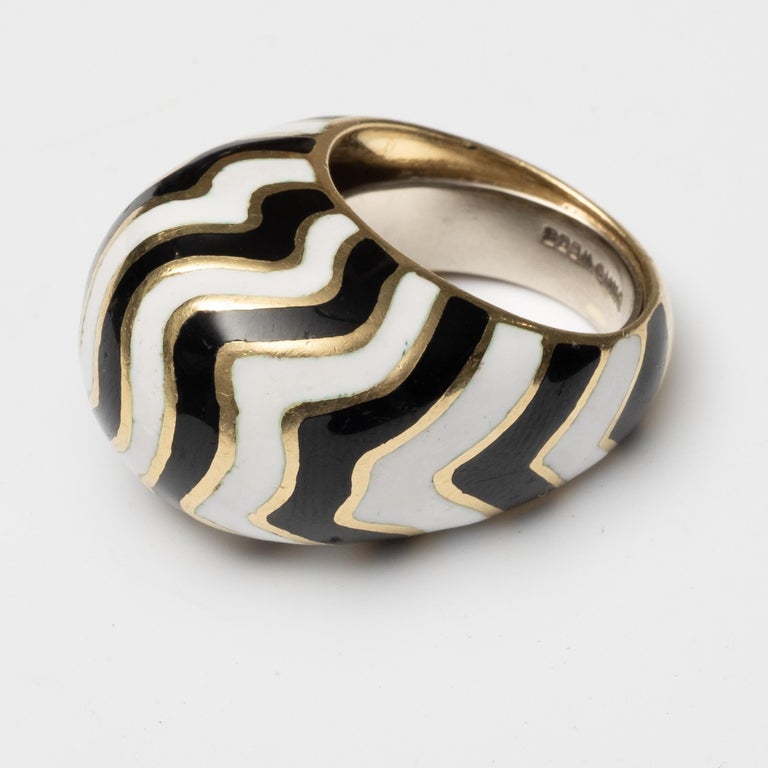 David Webb Signed 18K Gold Enamel Dome Ring For Sale at 1stDibs