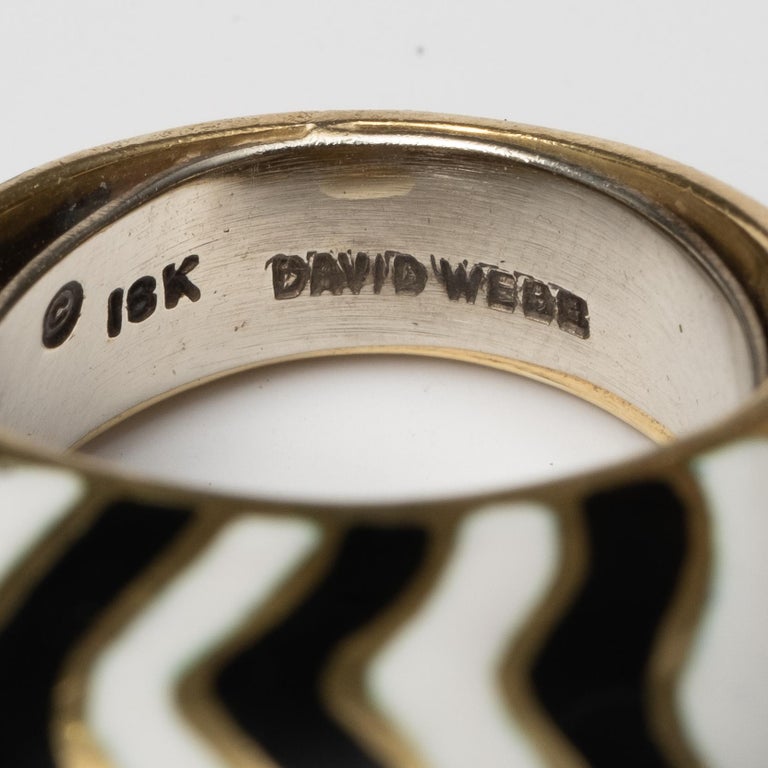 David Webb Signed 18K Gold Enamel Dome Ring For Sale at 1stDibs