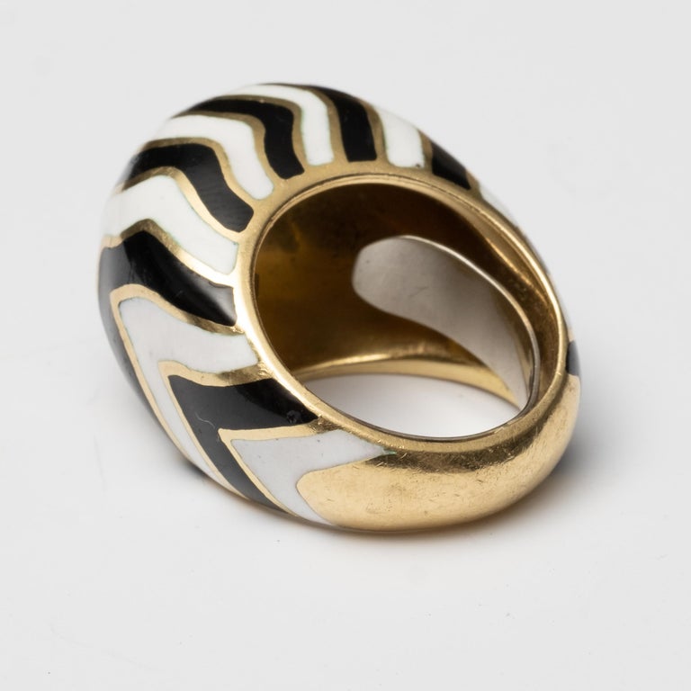 David Webb Signed 18K Gold Enamel Dome Ring For Sale at 1stDibs