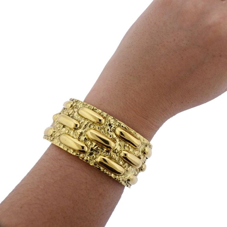 David Webb Textured Gold Cuff Bracelet For Sale at 1stDibs