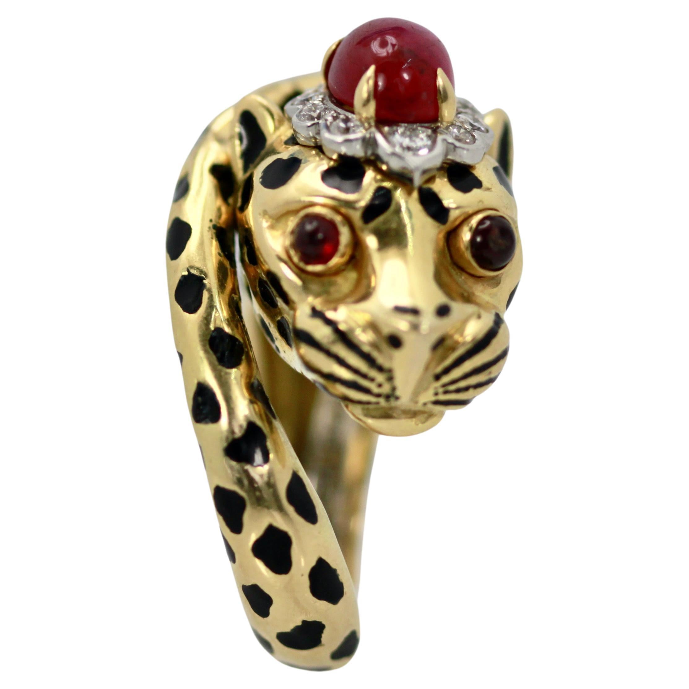 David Webb Tiger Ring Diamond Ruby head at 1stDibs