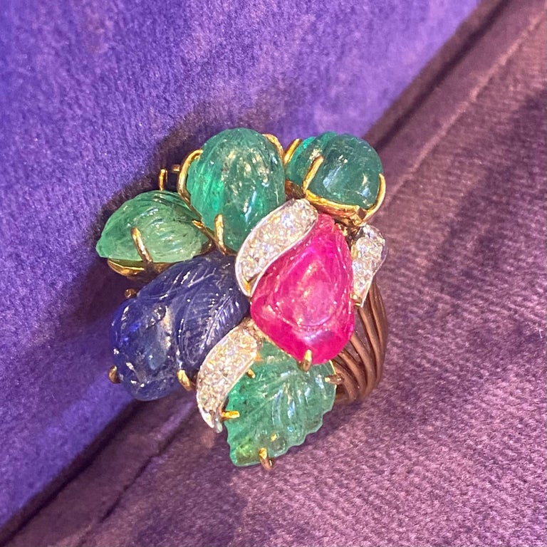 David Webb Tutti Frutti Ring For Sale at 1stDibs