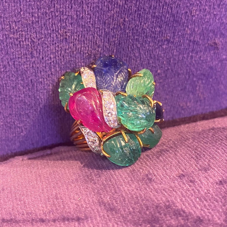 David Webb Tutti Frutti Ring For Sale at 1stDibs