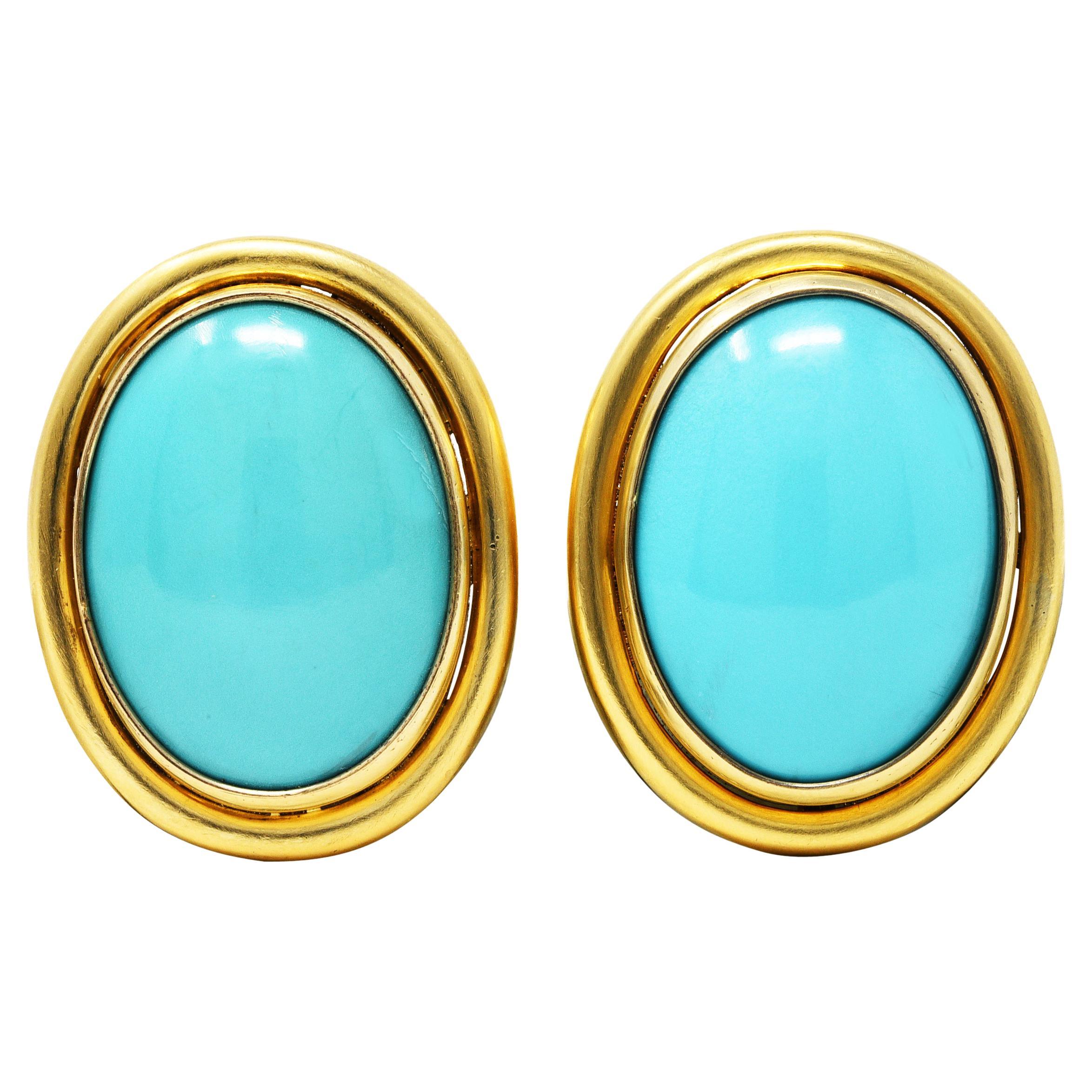 David Webb Diamond and Turquoise Earrings at 1stDibs