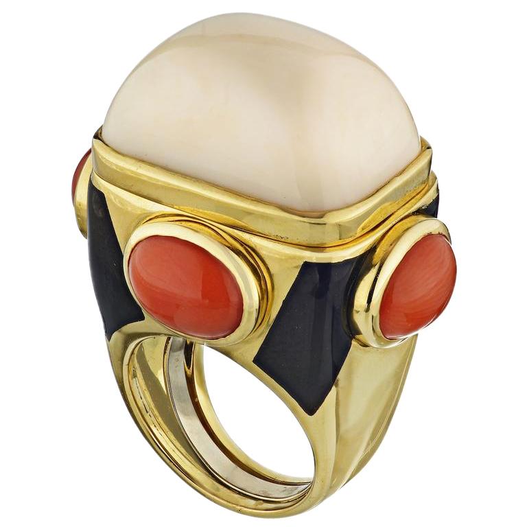 David Webb Enamel Gold Frog Ring For Sale at 1stDibs
