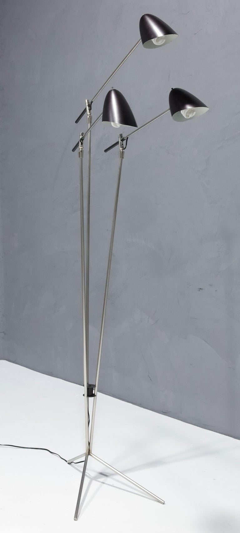 David Weeks Three Arm Floor Lamp, Tripod Model 303 For Sale at 1stDibs