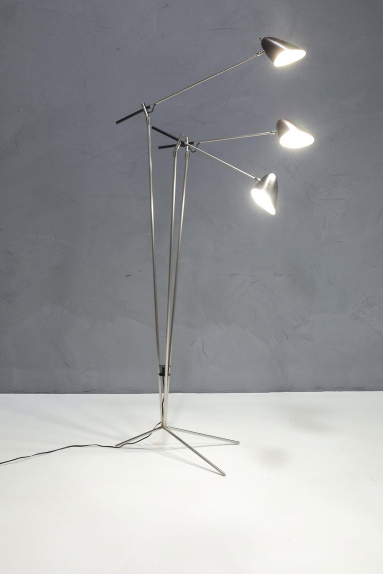 David Weeks Three Arm Floor Lamp, Tripod Model 303 For Sale at 1stDibs