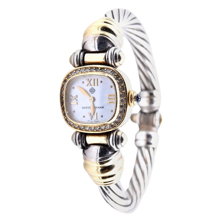 David Yurman 18 K Yellow Gold and Sterling Silver Cable Watch with ...