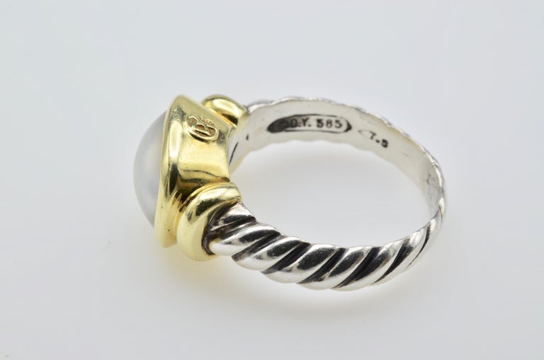 David Yurman 18 Karat Gold, Silver and Pearl Ring at 1stDibs