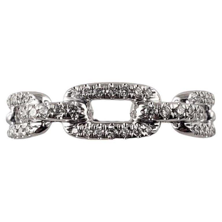 David Yurman 18 Karat White Gold and Diamond Stax Chain Link Ring Size ...