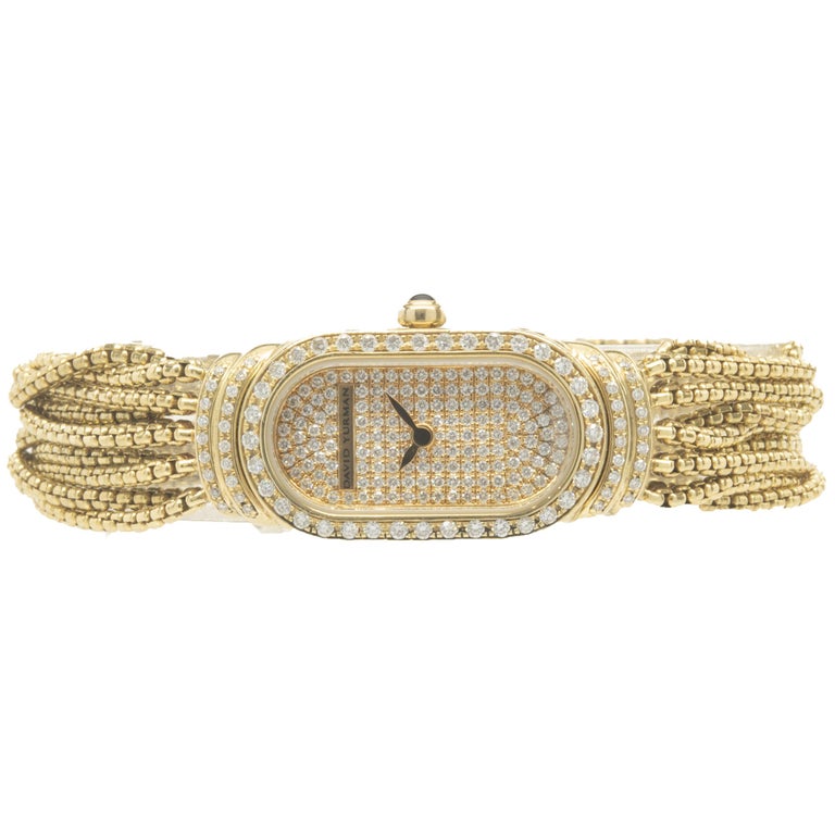 David Yurman 18 Karat Yellow Gold Multi Row Chain Pave Diamond Watch ...