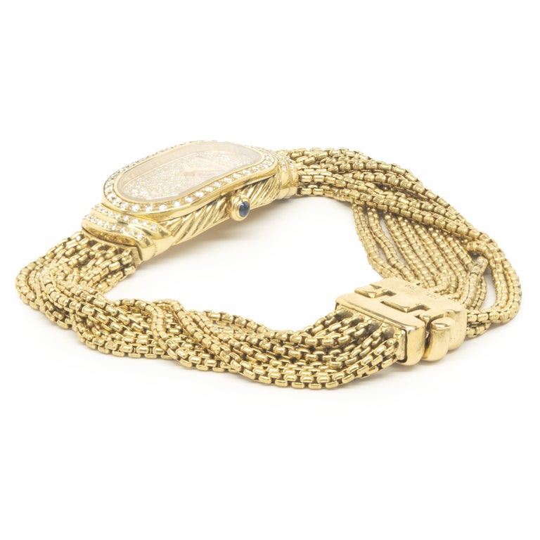 David Yurman 18 Karat Yellow Gold Multi Row Chain Pave Diamond Watch ...