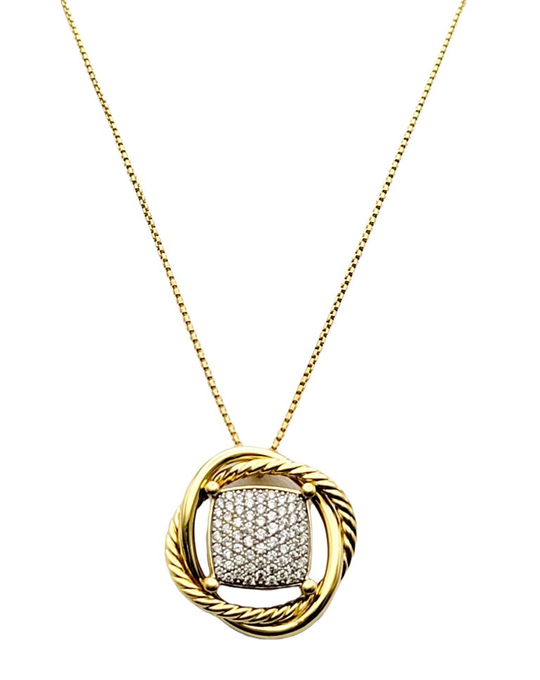 David Yurman 18 Karat Yellow Gold Pave Diamond Large Infinity Pendant ...
