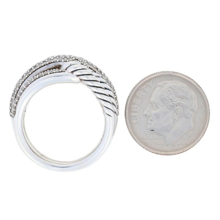 David Yurman .18ctw Diamond Labyrinth Double Loop Ring, Sterling Silver ...