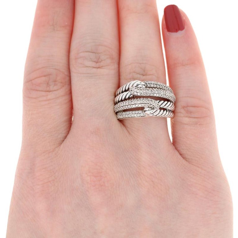 David Yurman .18ctw Diamond Labyrinth Double Loop Ring, Sterling Silver ...