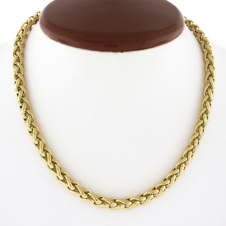 David Yurman 18K Gold Wheat Link Chain Necklace w/ 1ct Pave Diamond at ...