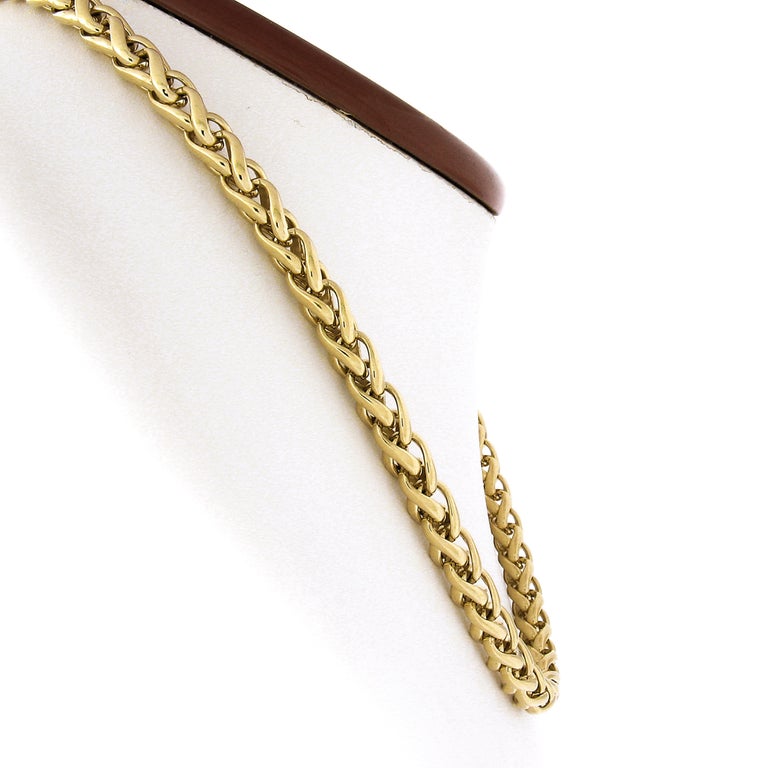 David Yurman 18K Gold Wheat Link Chain Necklace w/ 1ct Pave Diamond For ...