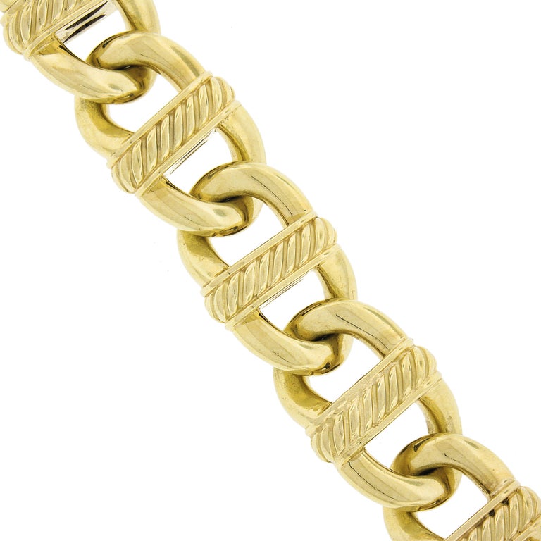 David Yurman 18k Gold Open Cable Link Chain Bracelet W/ Twisted Wire ...