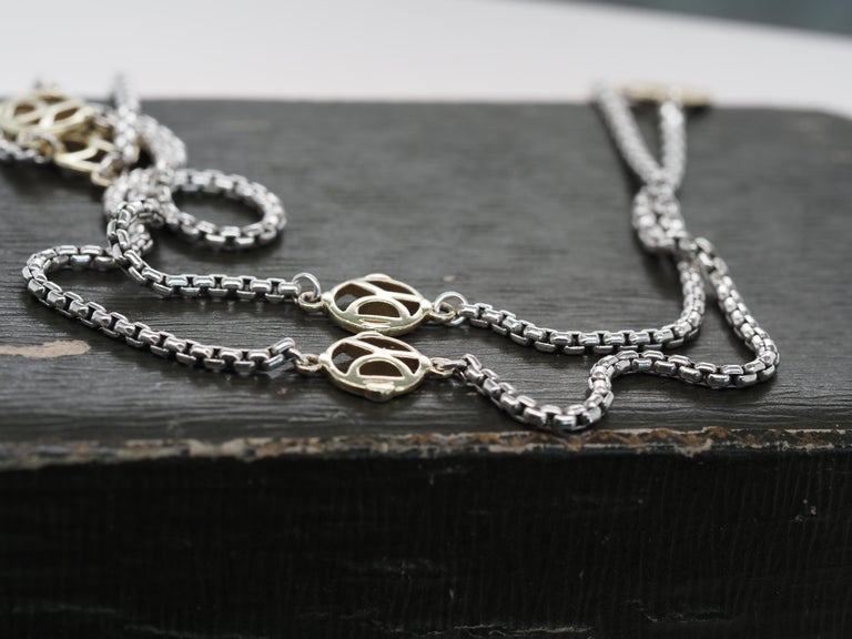 David Yurman 18k Gold and Sterling Silver Station Necklace For Sale at ...