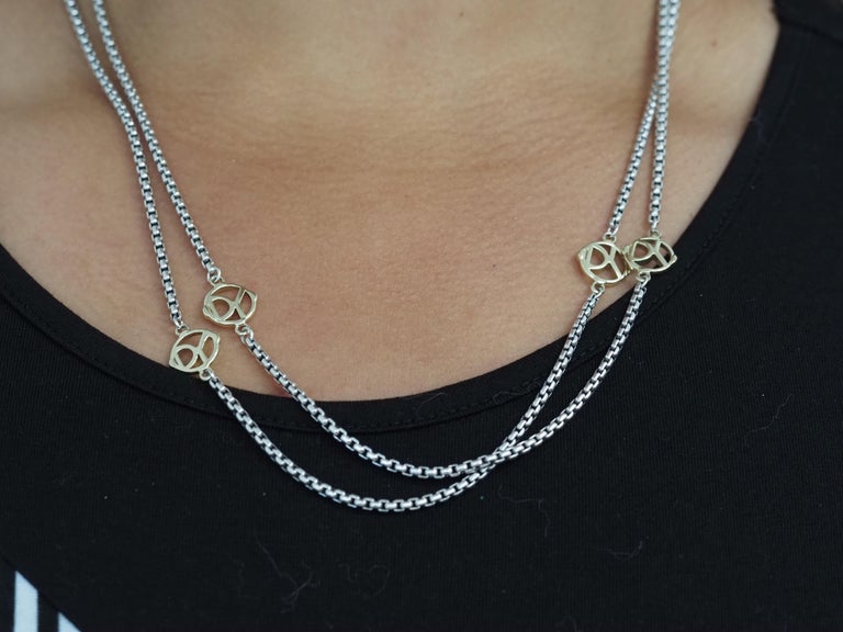 David Yurman 18k Gold and Sterling Silver Station Necklace For Sale at ...