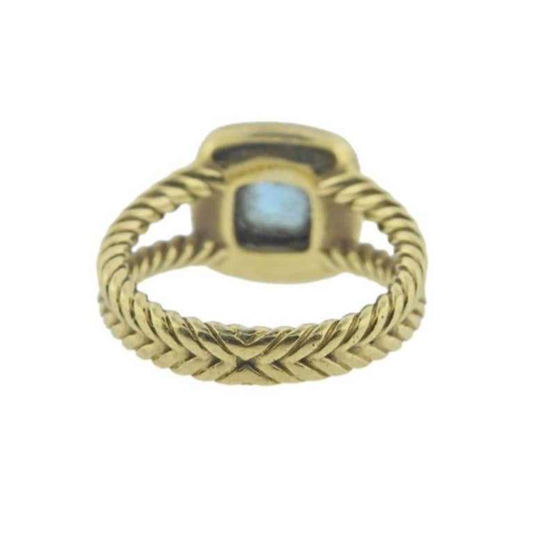 David Yurman 18k Gold Diamond and Topaz Ring For Sale at 1stDibs