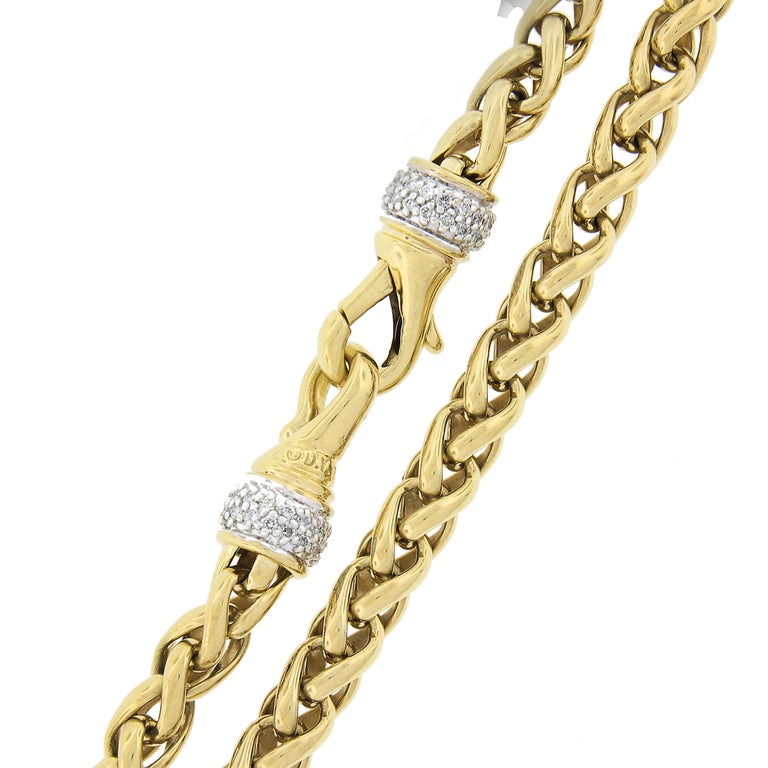 David Yurman 18k Gold Polished Wheat Link Chain Necklace W/ 0.75ctw ...