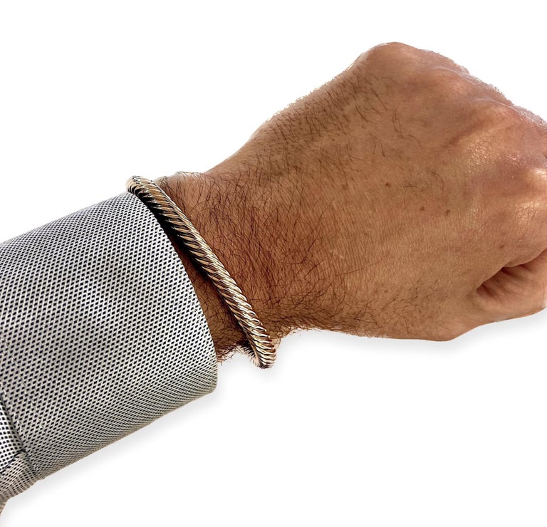 David Yurman 18k Rose Gold Men's Cable Open-Cuff Bangle Bracelet Medium ...