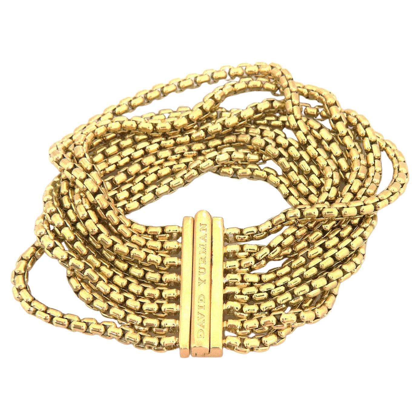 David Yurman 18k Yellow Gold 23mm Wide 8 Box Chain Bracelet For Sale at ...