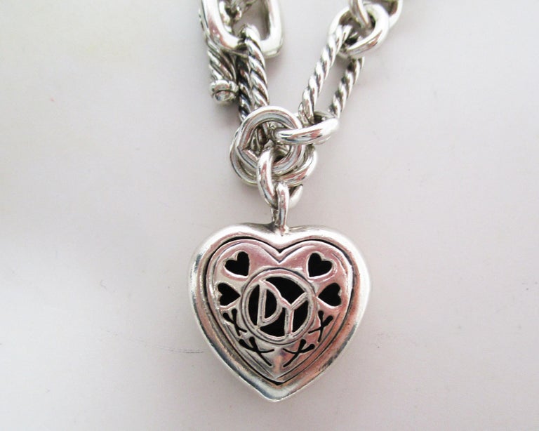 David Yurman 18 Karat Gold and Sterling Silver Heart Pendant Chain ...