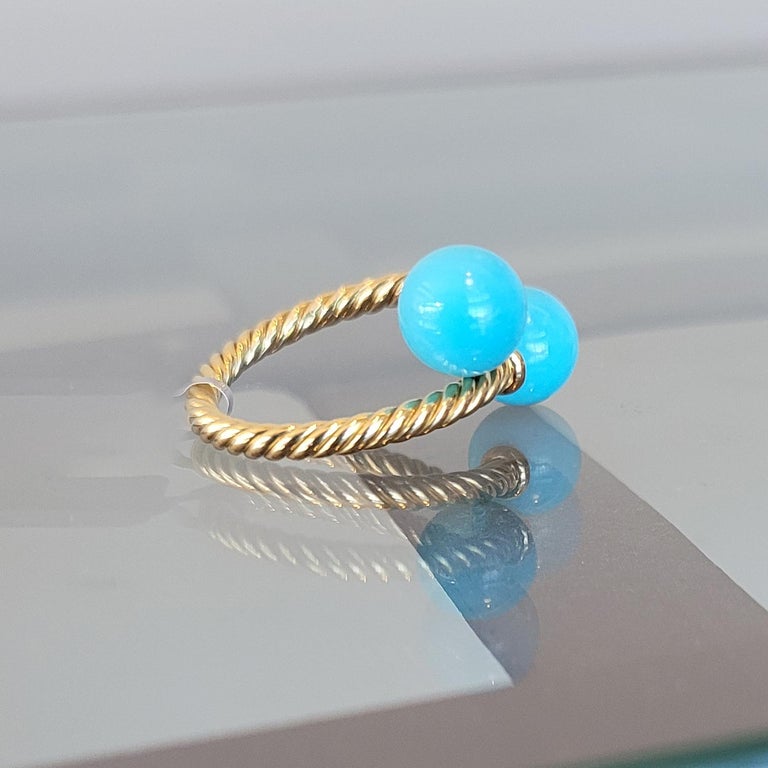 David Yurman 18K Yellow Gold and Turquoise Solari Ring at 1stDibs