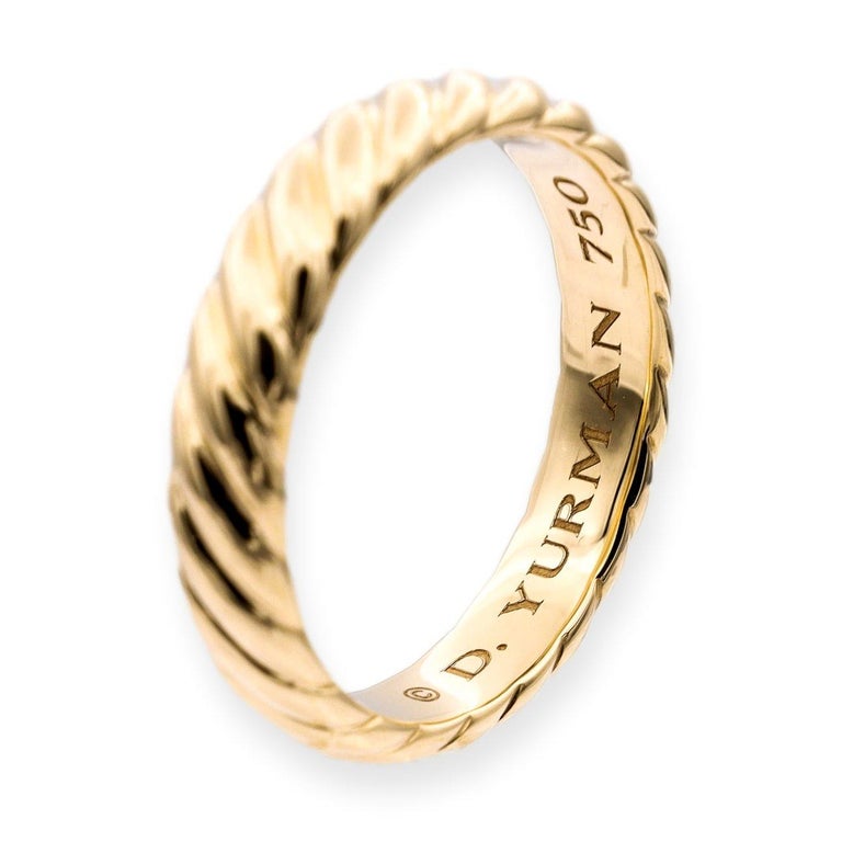 David Yurman 18k Yellow Gold Cable Mens Wedding Band Ring For Sale at ...